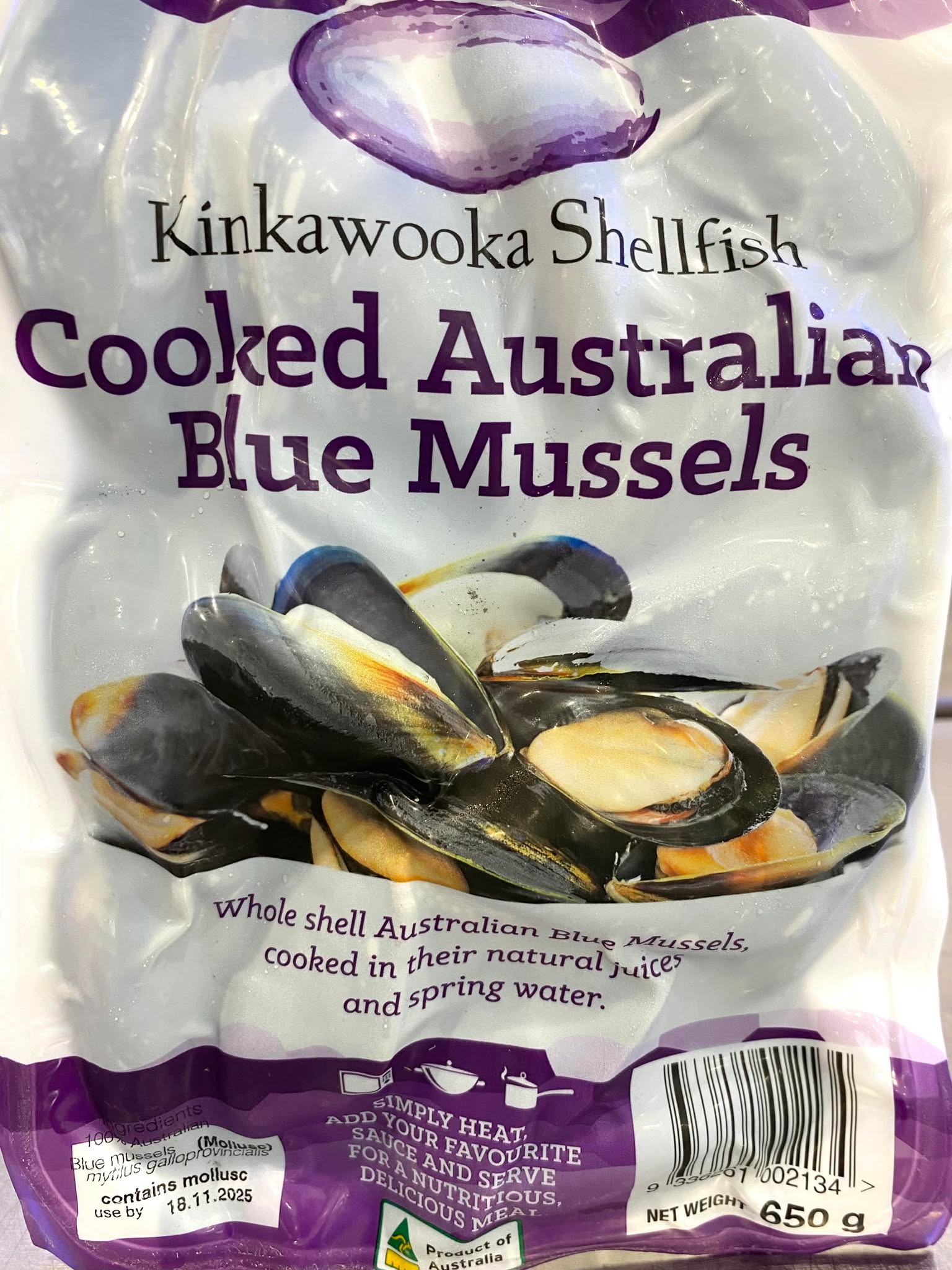 COOKED AUSTRALIAN MUSSELS PORT LINCOLN KINKAWOOKA 650g – Kirkbright Seafood
